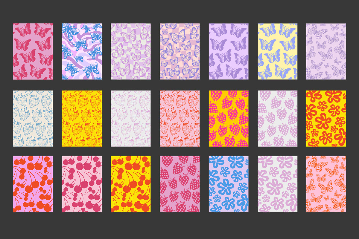 GROOVY PATTERNS. Y2K TEXTURES VECTOR