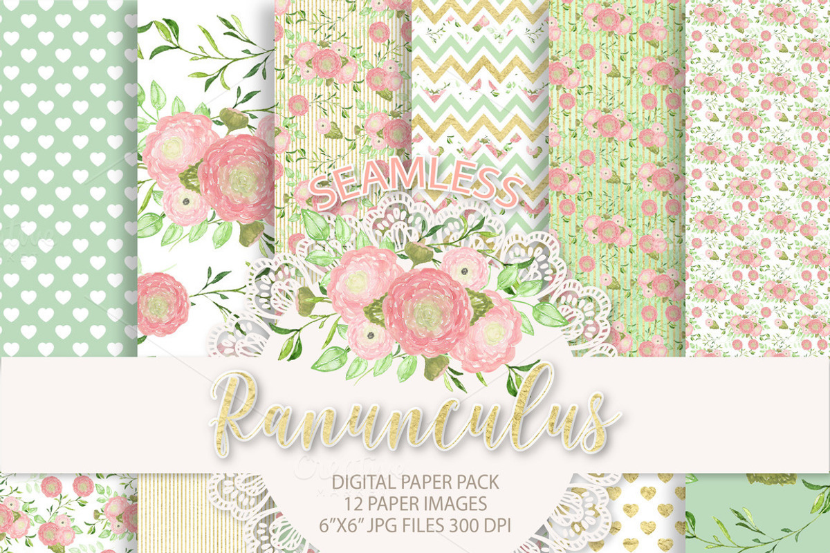 Watercolor digital paper MEGABUNDLE, a Pattern Graphic by designloverstudio