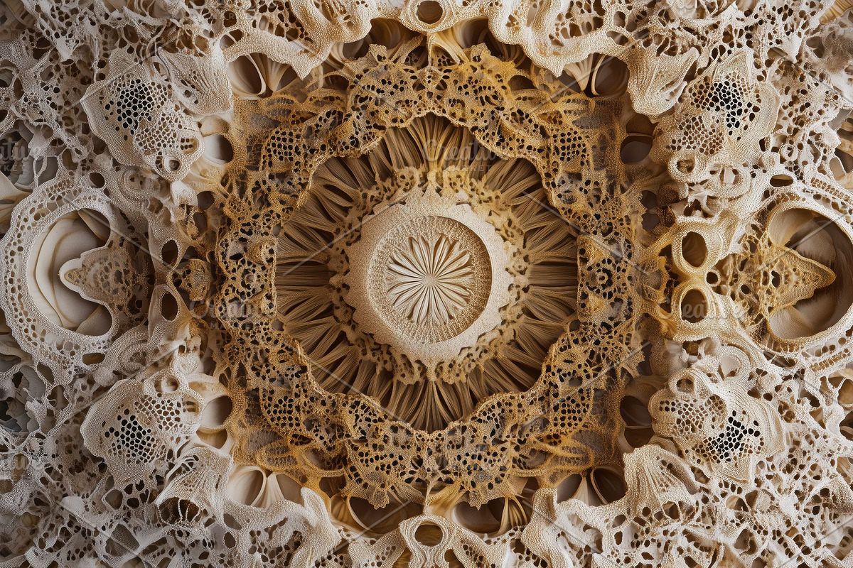 Intricate and detailed circular Persian lace pattern resembling lace or ...