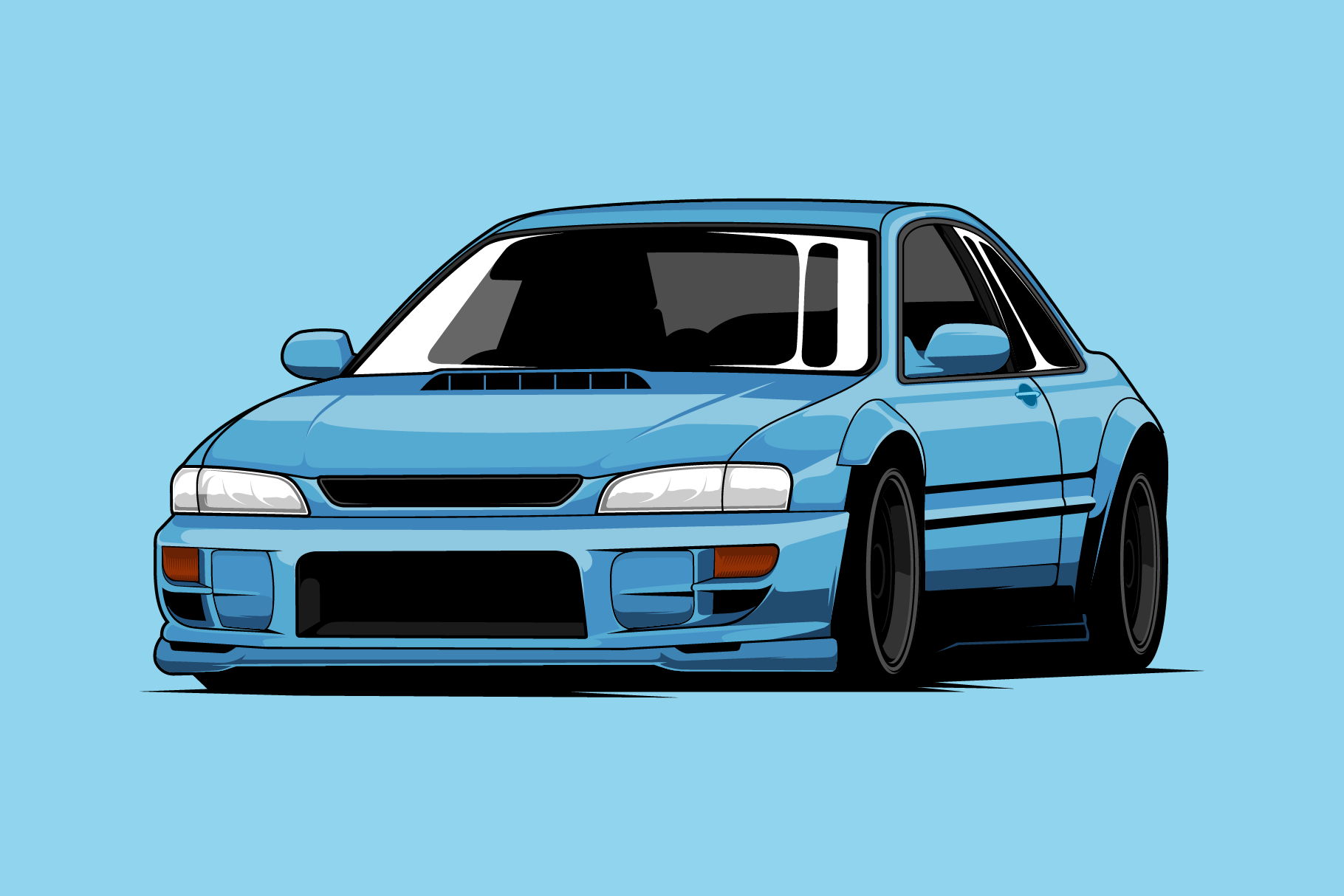 JDM Classic Car Vector Illustration, a Transportation Illustration by TFamz
