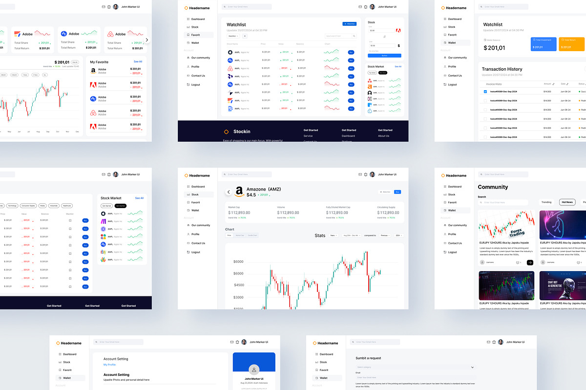 Trading Stock Market Dashboard Platf, an UI Kit Template by Pixel Blend