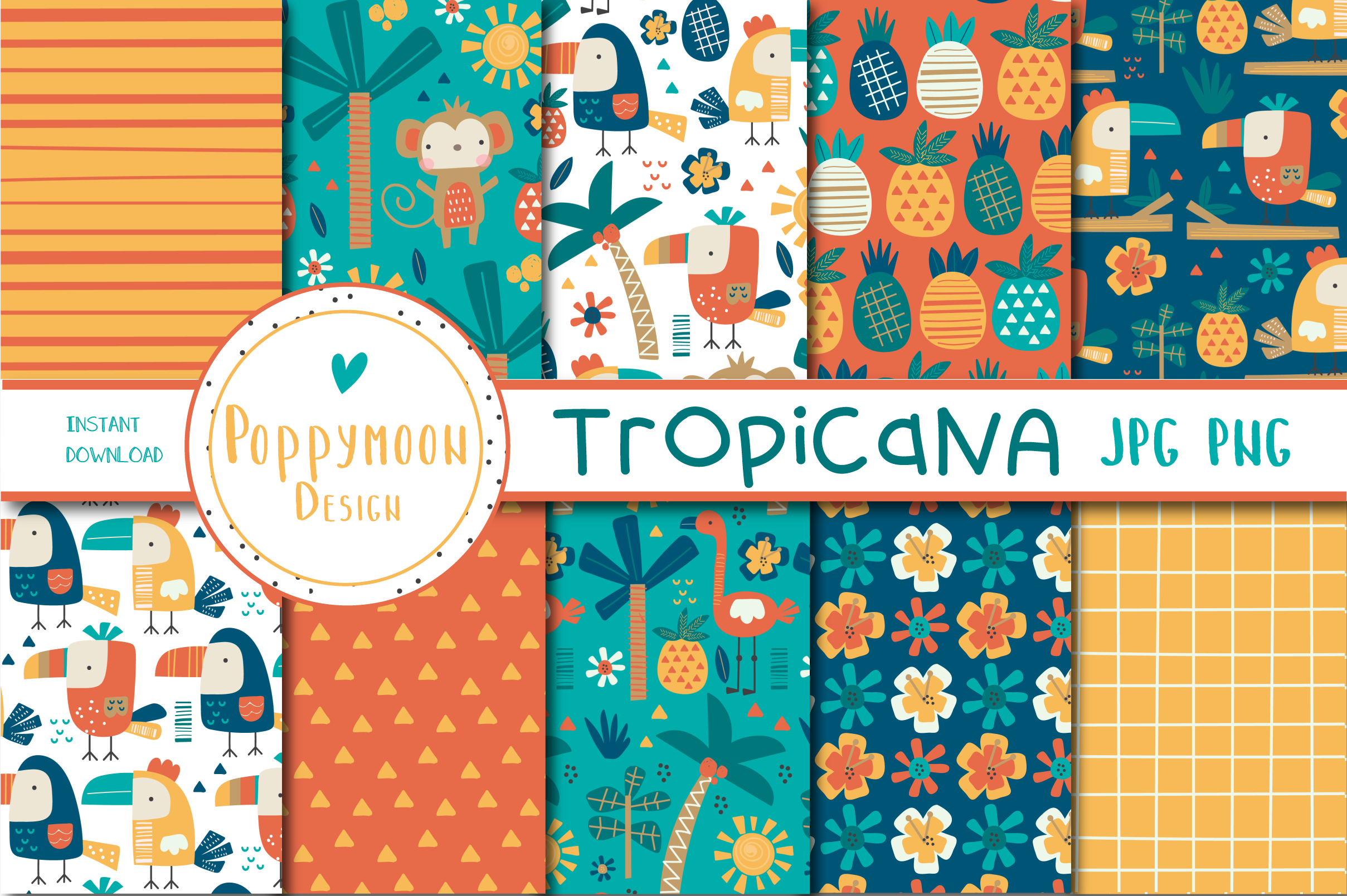Tropicana paper set, a Pattern Graphic by Poppymoondesign
