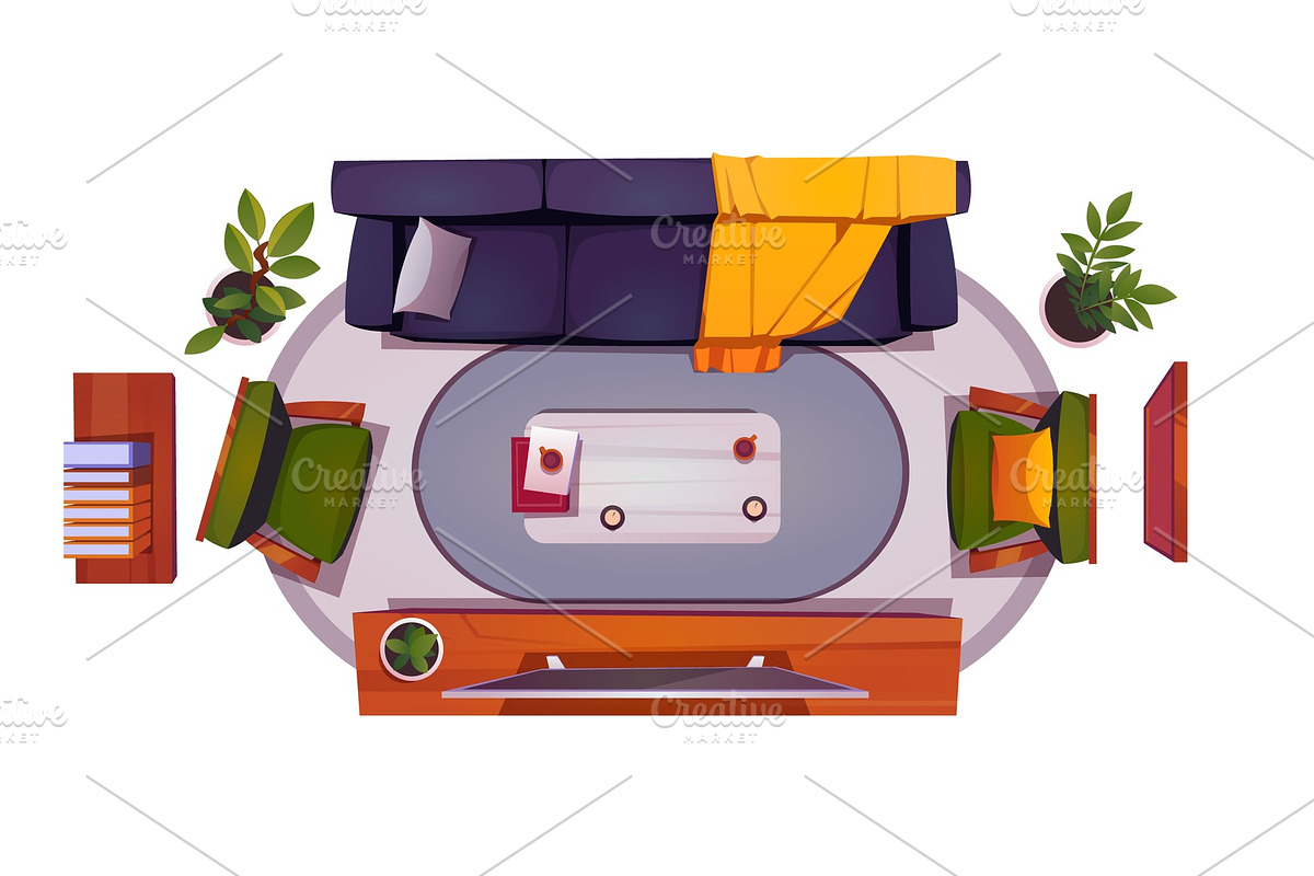 Top view of living room interior, an Object Graphic by art PVP - market ...