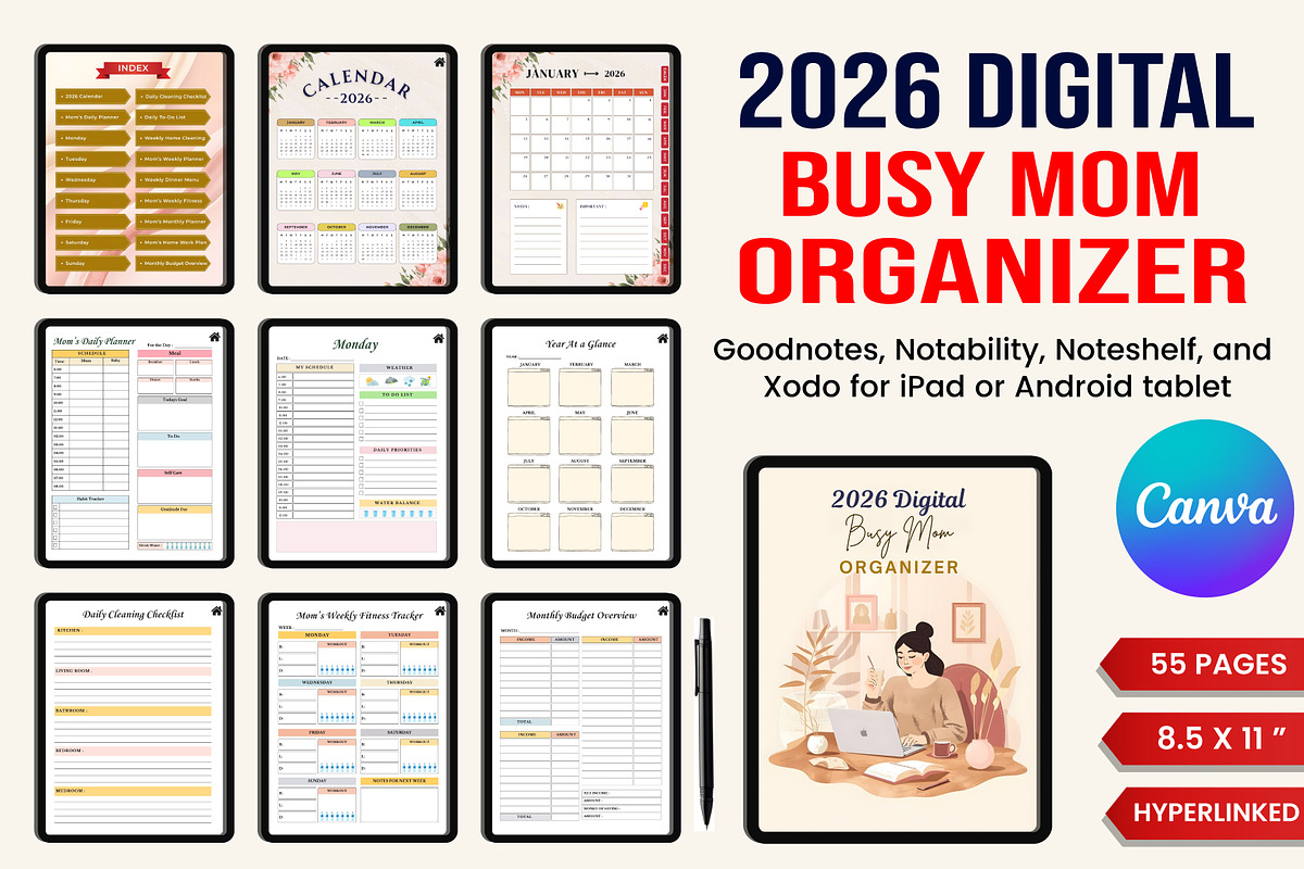 2026 All-in-One Digital Planner Bund, a Stationery Template by Designmela01