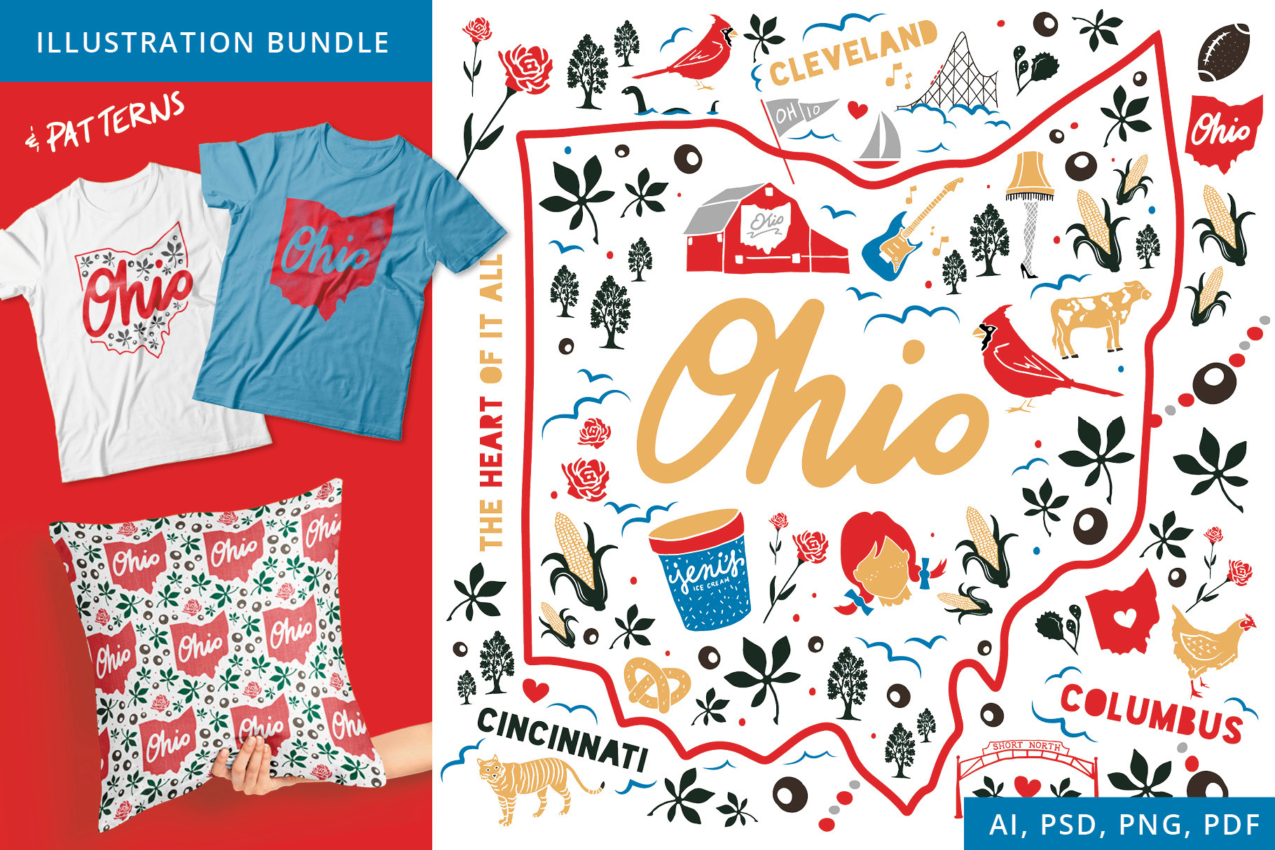 OHIO Illustrations Icons Patterns, an Illustration by BeesDesign