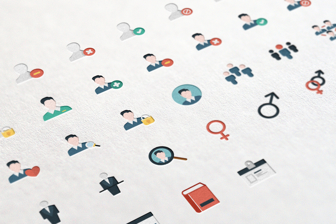 User Account Color and Line Icon Set, an Outline Icon by Icon Monekey's