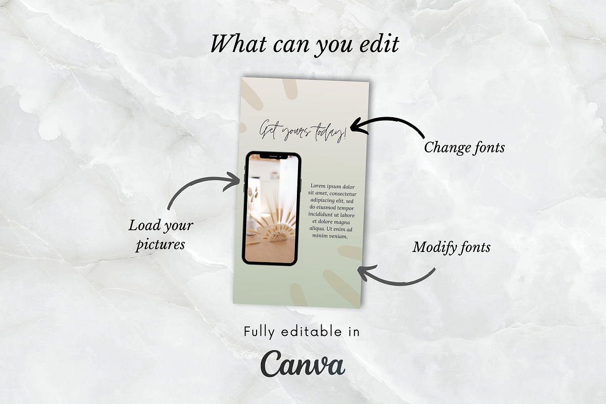 Boho Instagram Stories and Pins, a Social Media Template by PittaFinePrint