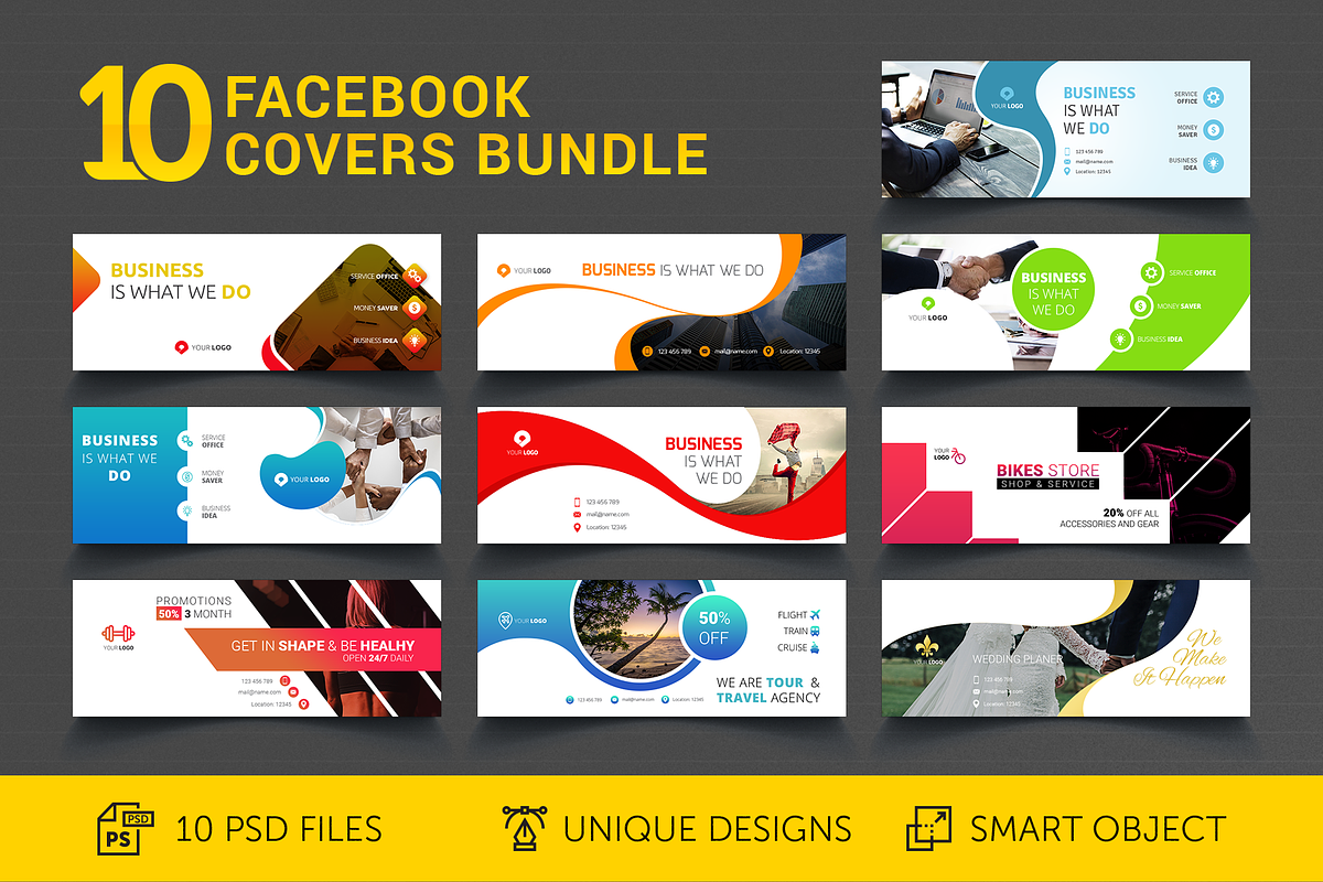 10 Facebook Covers Bundle, a Social Media Template by UNIK Agency