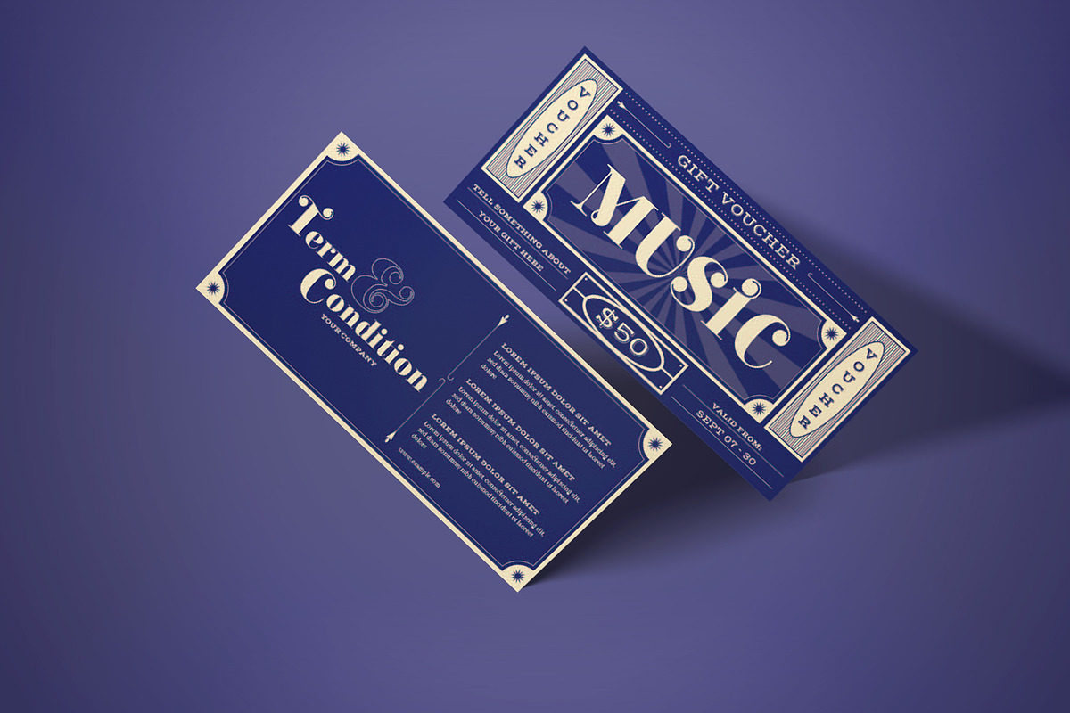 Voucher Vintage Music, a Card Template by graphicook