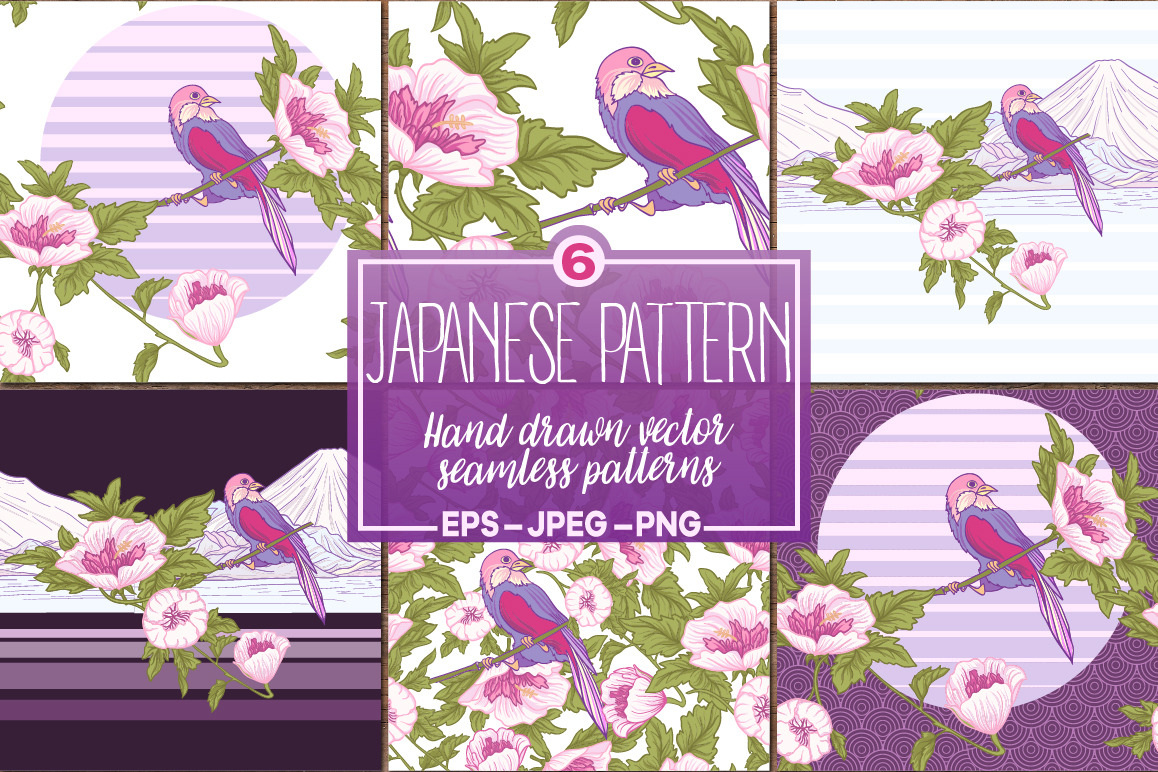 Japanese seamless patterns set, a Pattern Graphic by Elen-Lane