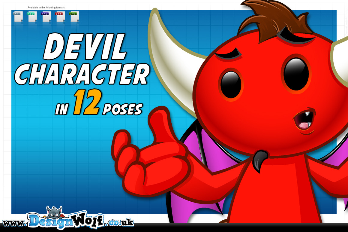 Devil Character - In 12 Poses, an Illustration by DesignWolf