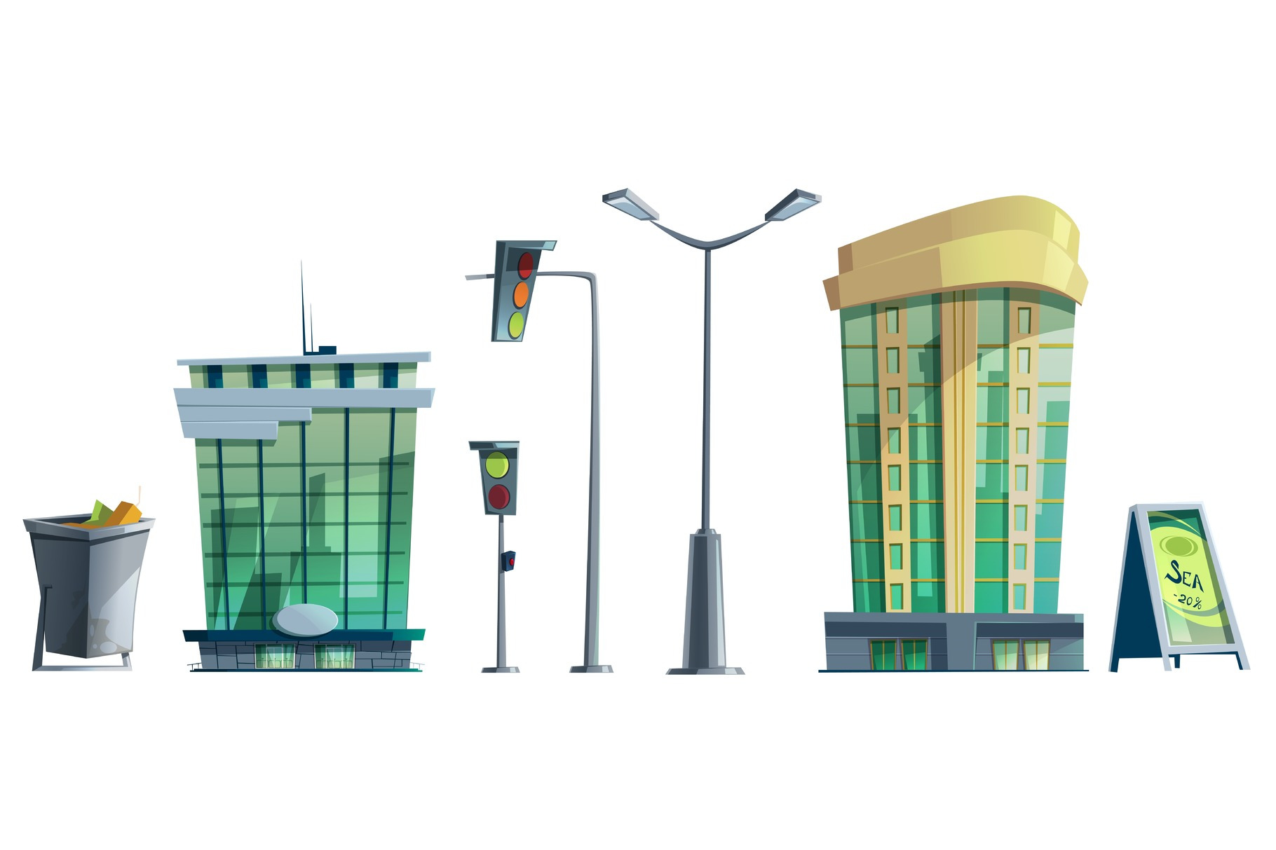 Modern city office buildings, a Work Illustration by art PVP - market
