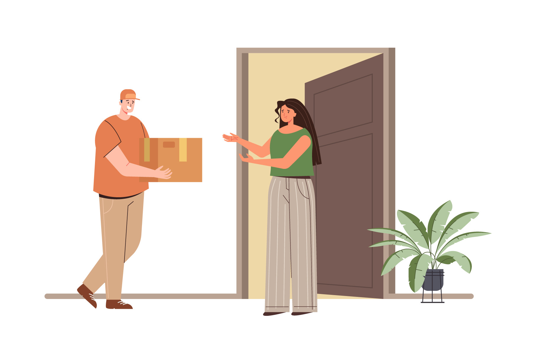 Delivery man courier bring order box, a Food Illustration by PrettyVectors