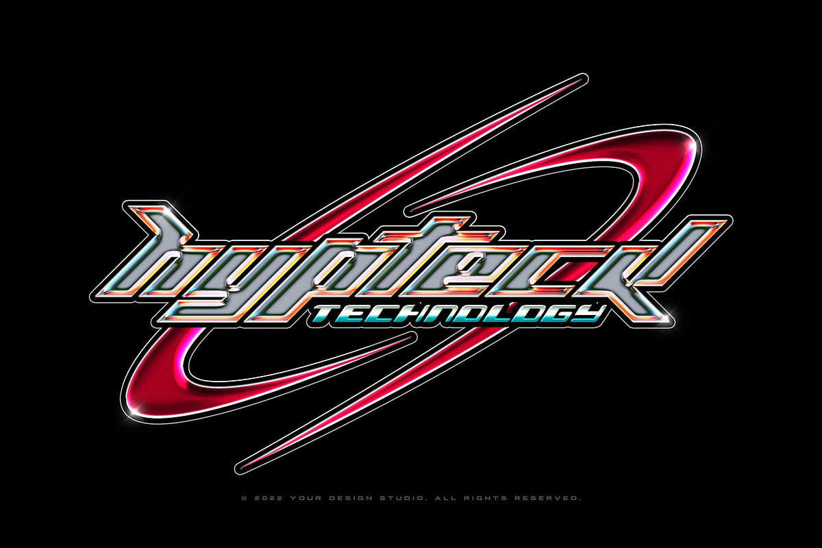 Y2K Chrome Text Effects, a Layer Style Add-On by Hyperpix Productions