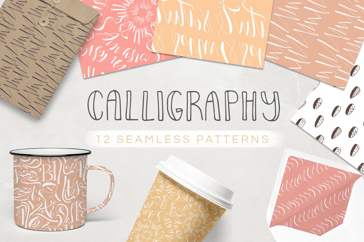 12 Calligraphic patterns, a Pattern Graphic by Anatartan Design