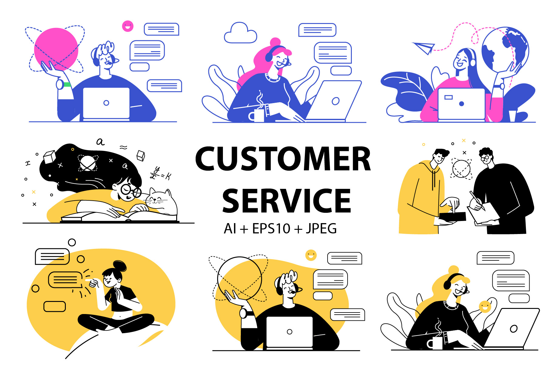 Customer service illustrations, a Templates & Theme by FoxyImage