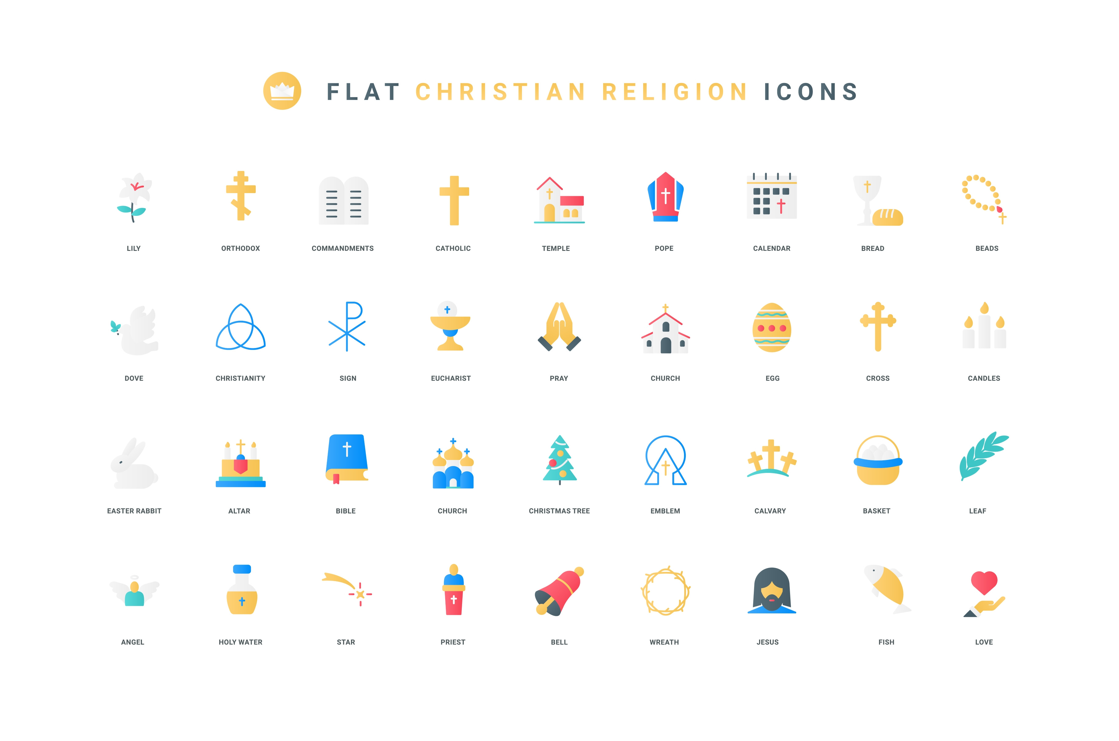 Icons christian religion icons, an Illustration by Lemberg Vector