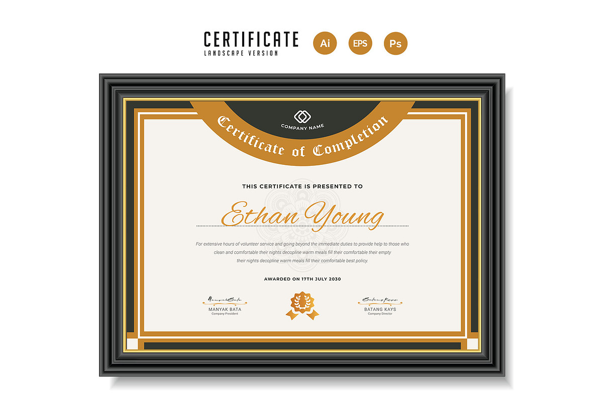 134. Modern Certificate Template, a Stationery Template by CreativeRezwan