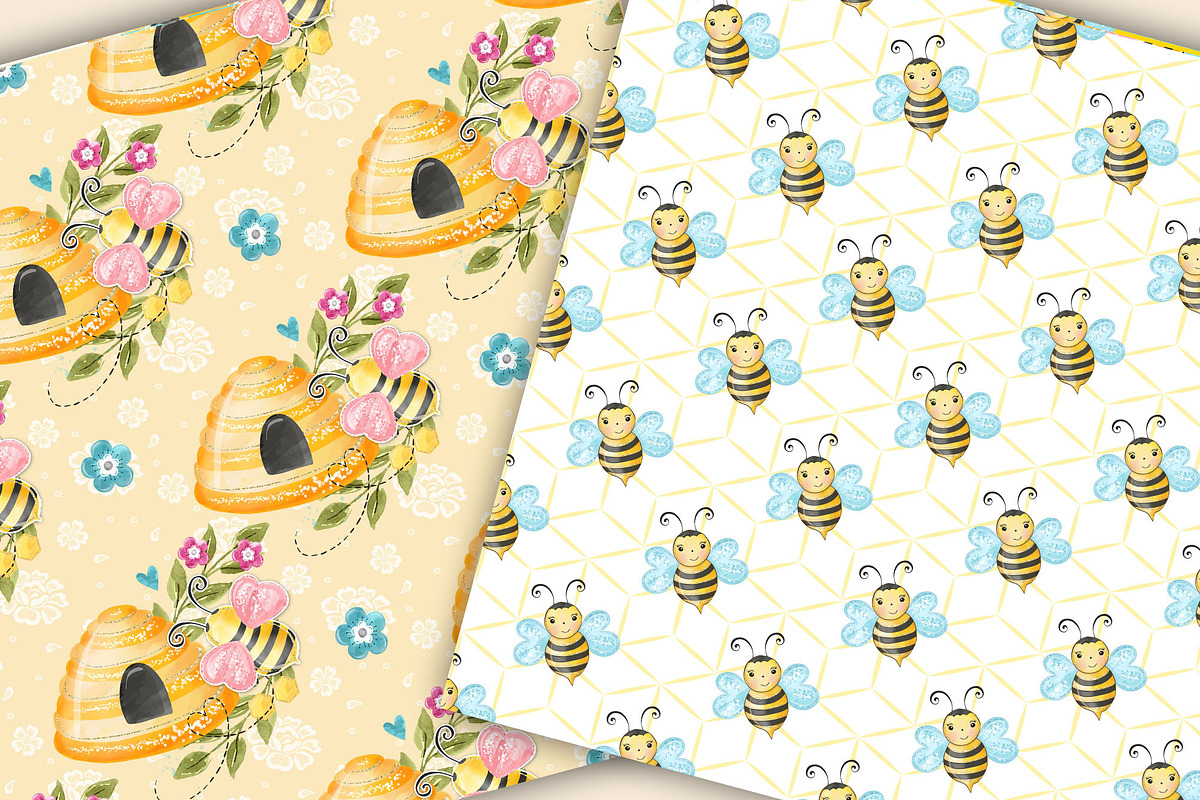 Bumble Bee digital paper pack, a Pattern Graphic by designloverstudio