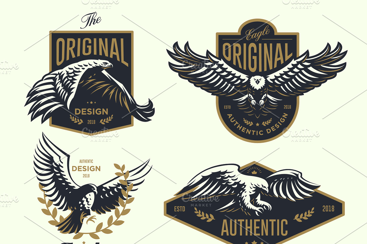Set of the emblem with the eagle., an Animal Illustration by Masterlevsha