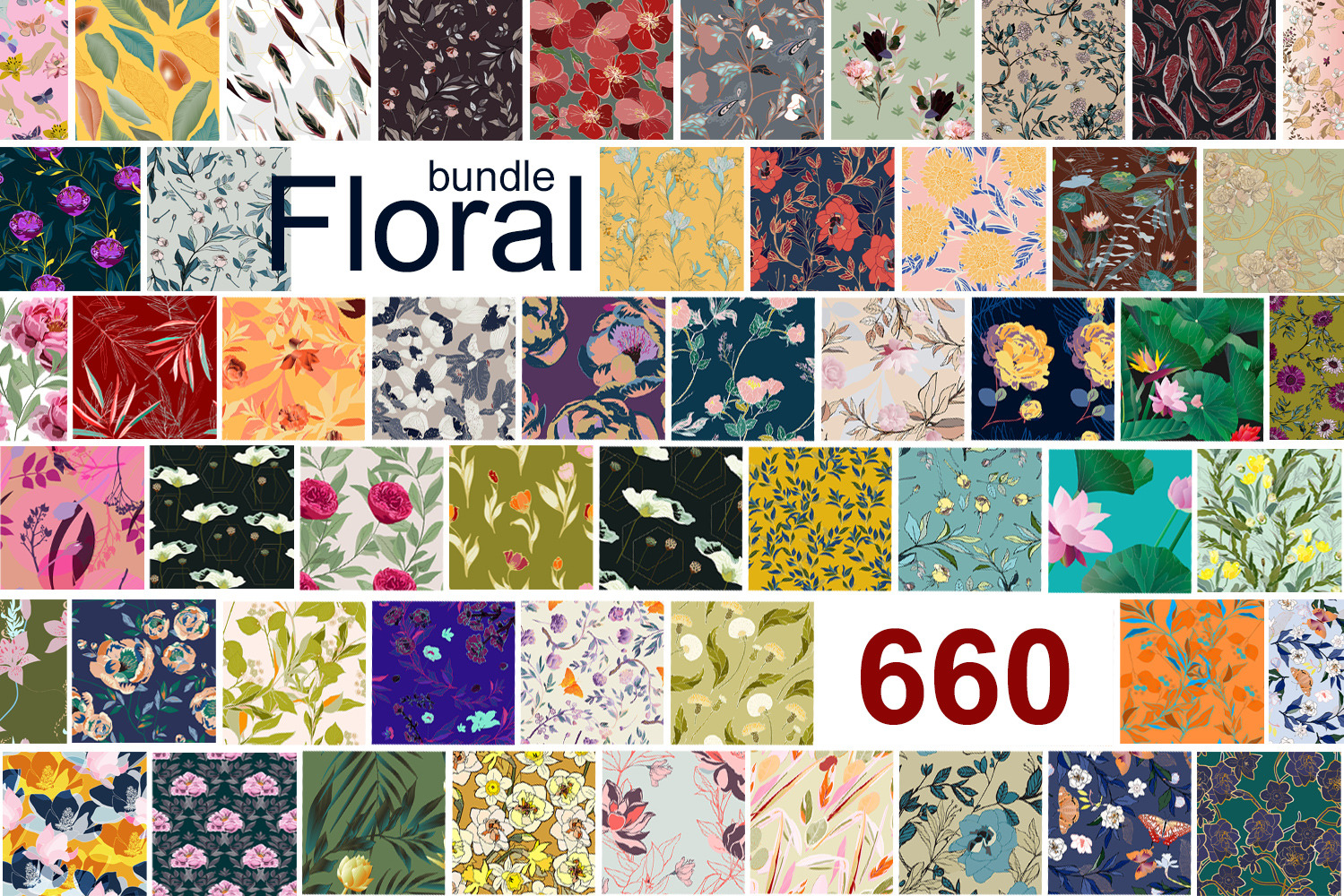 Floral seamless vector bundle, a Pattern Graphic by PatternsBlooming