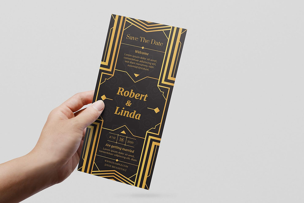 Art Deco Flyers ~ Black & Gold, a Flyer Template by BrandPacks