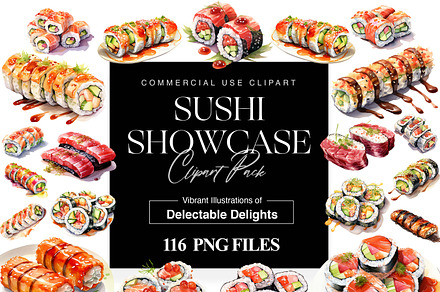 Watercolor Clipart Sushi | Food Illustrations ~ Creative Market