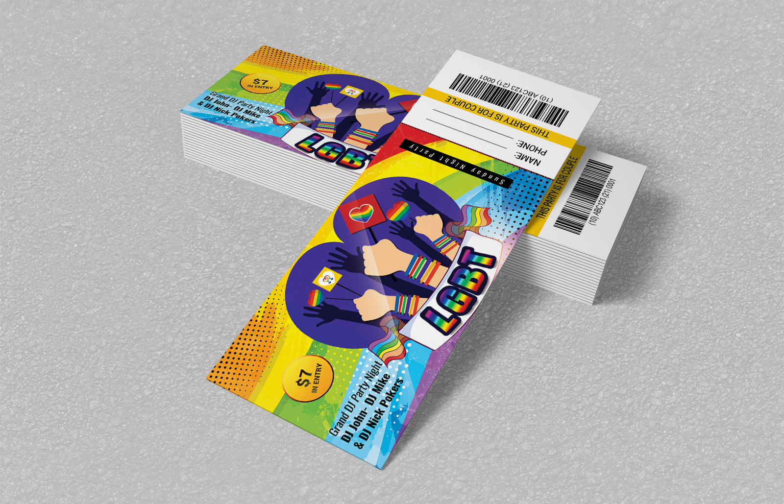 LGBT Concert Pass Tickets, a Stationery Template by Psd Templates