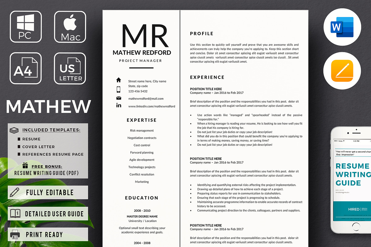 Modern and Minimalist Resume Design.