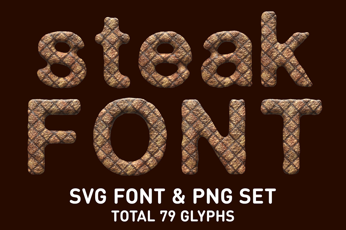 Grilled Steak Font & PNG Set, a Symbol Font by Creative Graphics