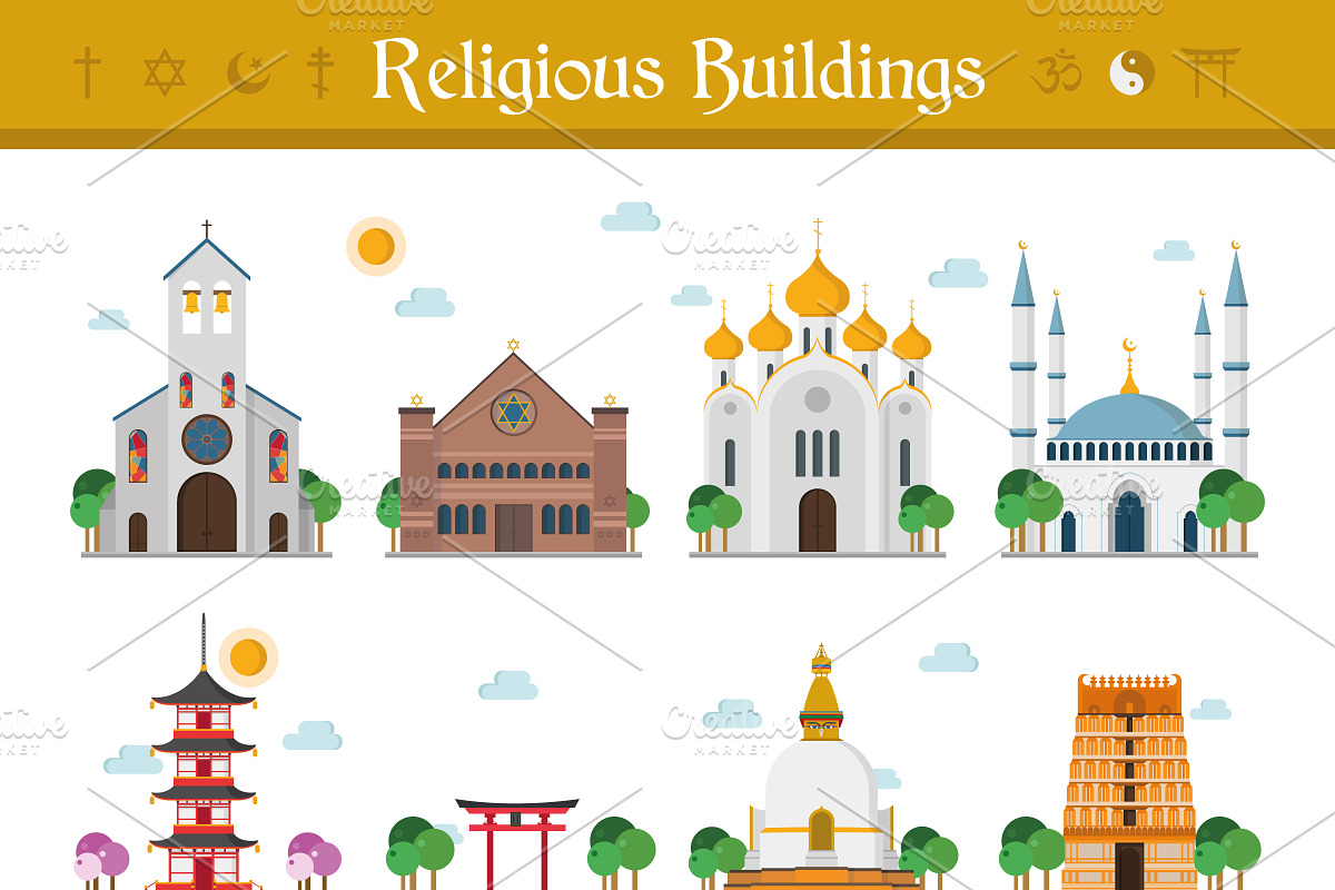 Religious Buildings Vector Set