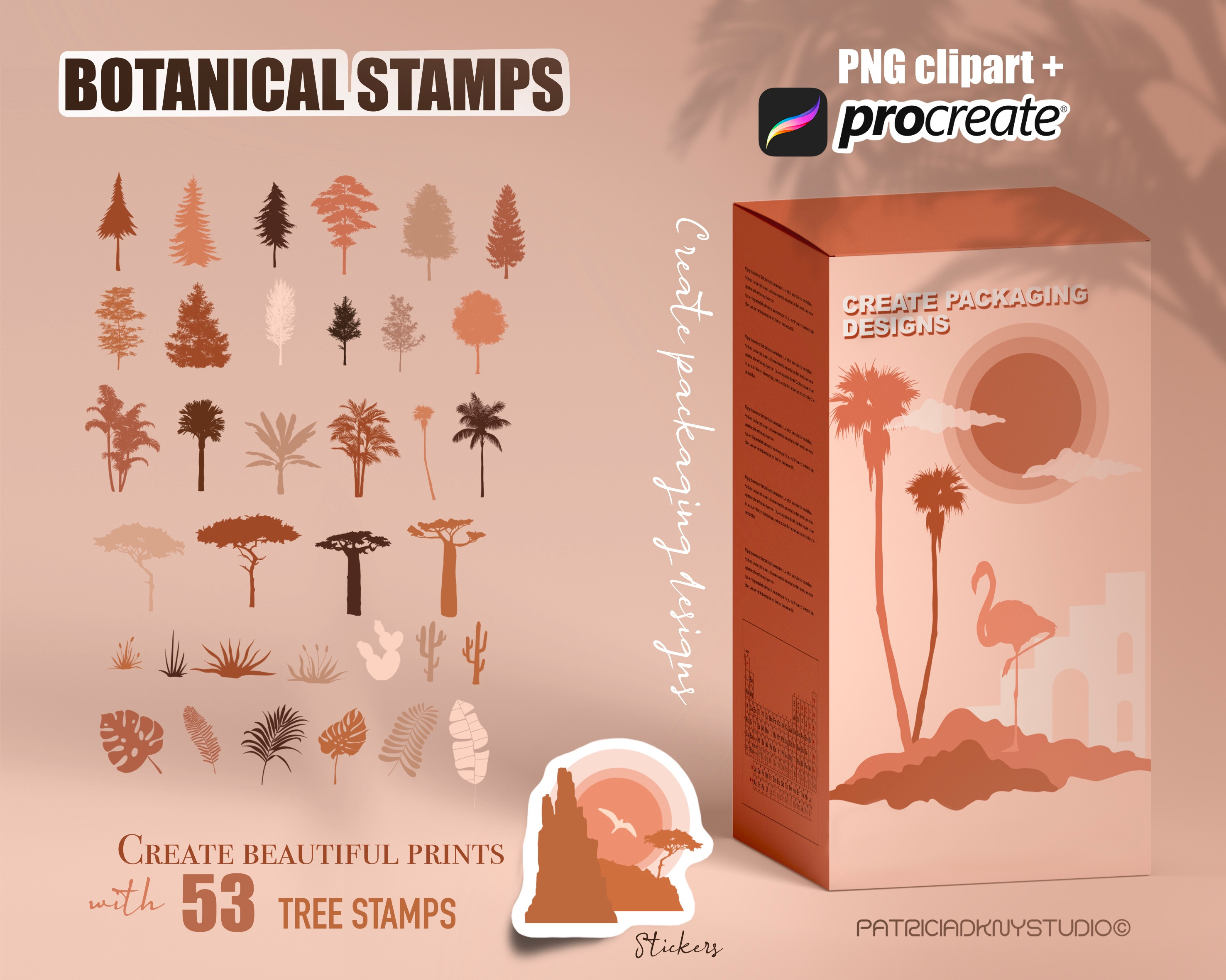 Procreate brushes- Tree Silhouettes, a Brush Add-On by PDknyStudio