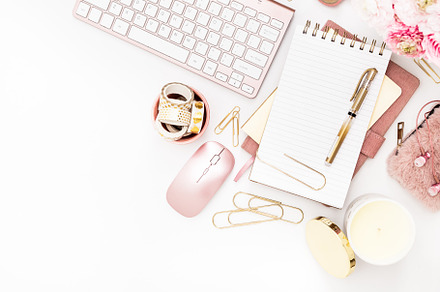 Styled laptop mockup-pink flowers | Business Images ~ Creative Market