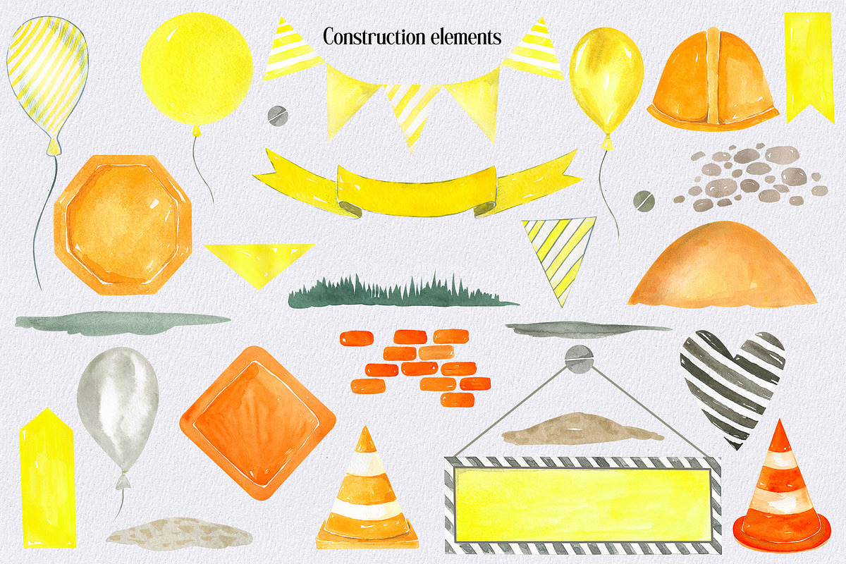 Watercolor Construction clipart, a Decorative Illustration by ...