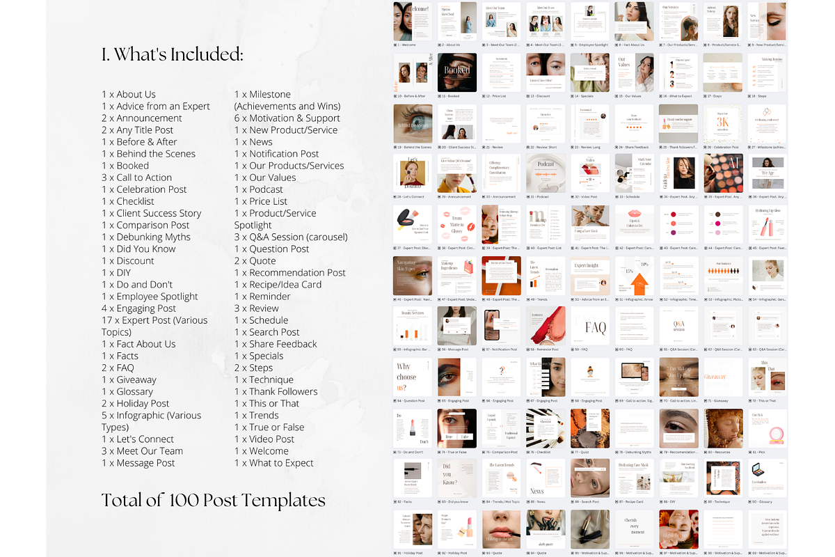 300 Beige MakeUp Social Media BUNDLE, a Social Media Template by PatternLab. | Creative Market