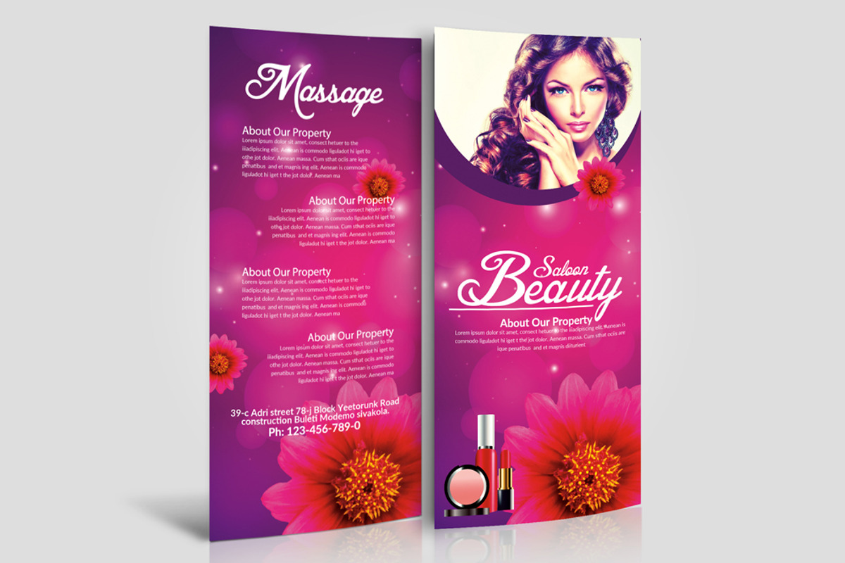 Beauty Salon Spa Rack Card Template, a Card Template by Design Up