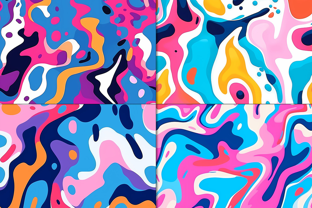 20 Seamless Spilled Paint Patterns, a Pattern Graphic by Nordic Design