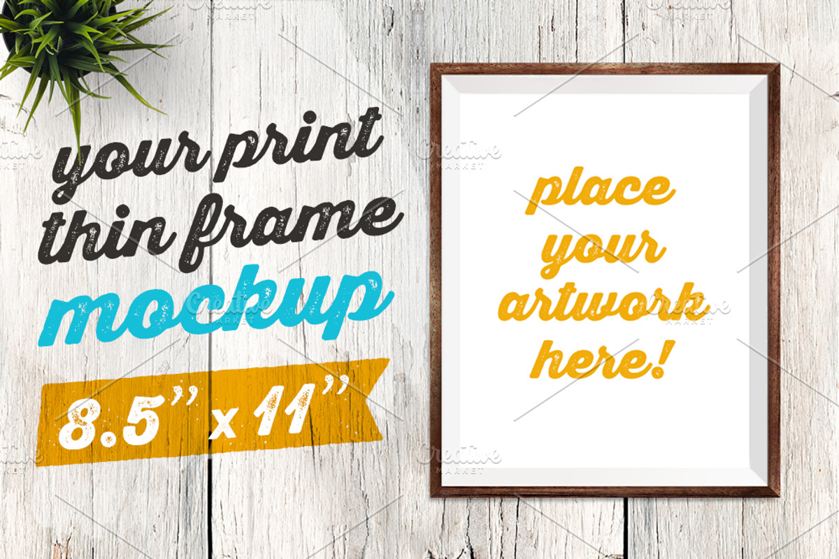 Your Print Thin Frame Mockup, a Print Template by Frisk Shop