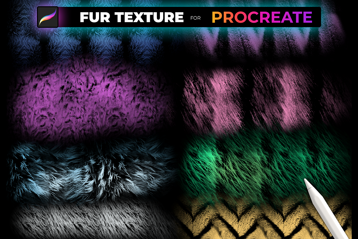 55 FUR TEXTURE Brushes for PROCREATE, a Brush Add-On by Graphics Resources