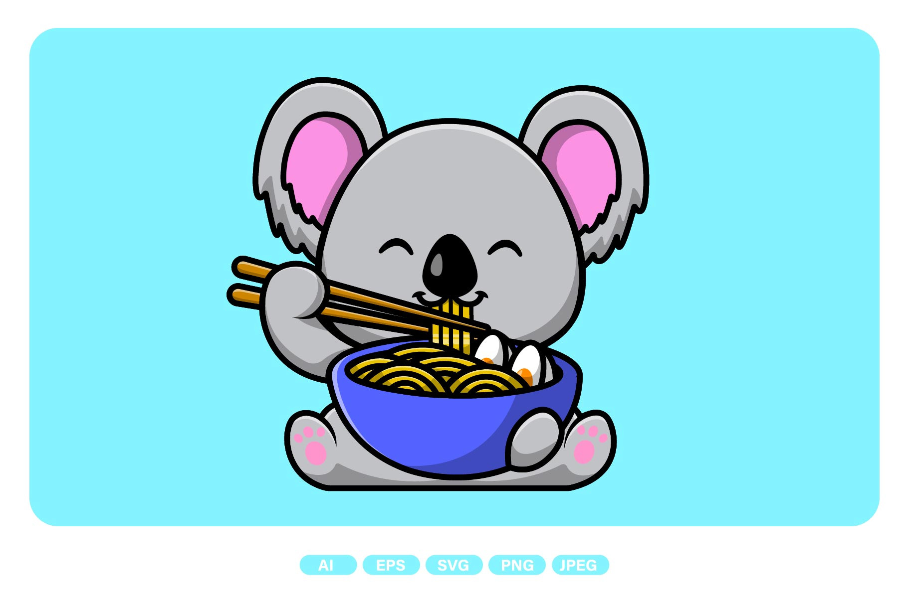 Cute Koala Eat Ramen Noodle, an Animal Illustration by Artstorystudio ...