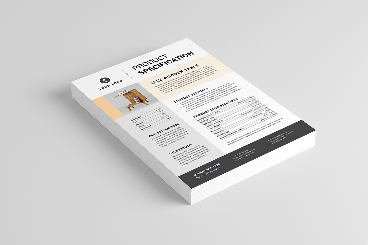 Product Specification Sheet, a Flyer Template by Leaflove