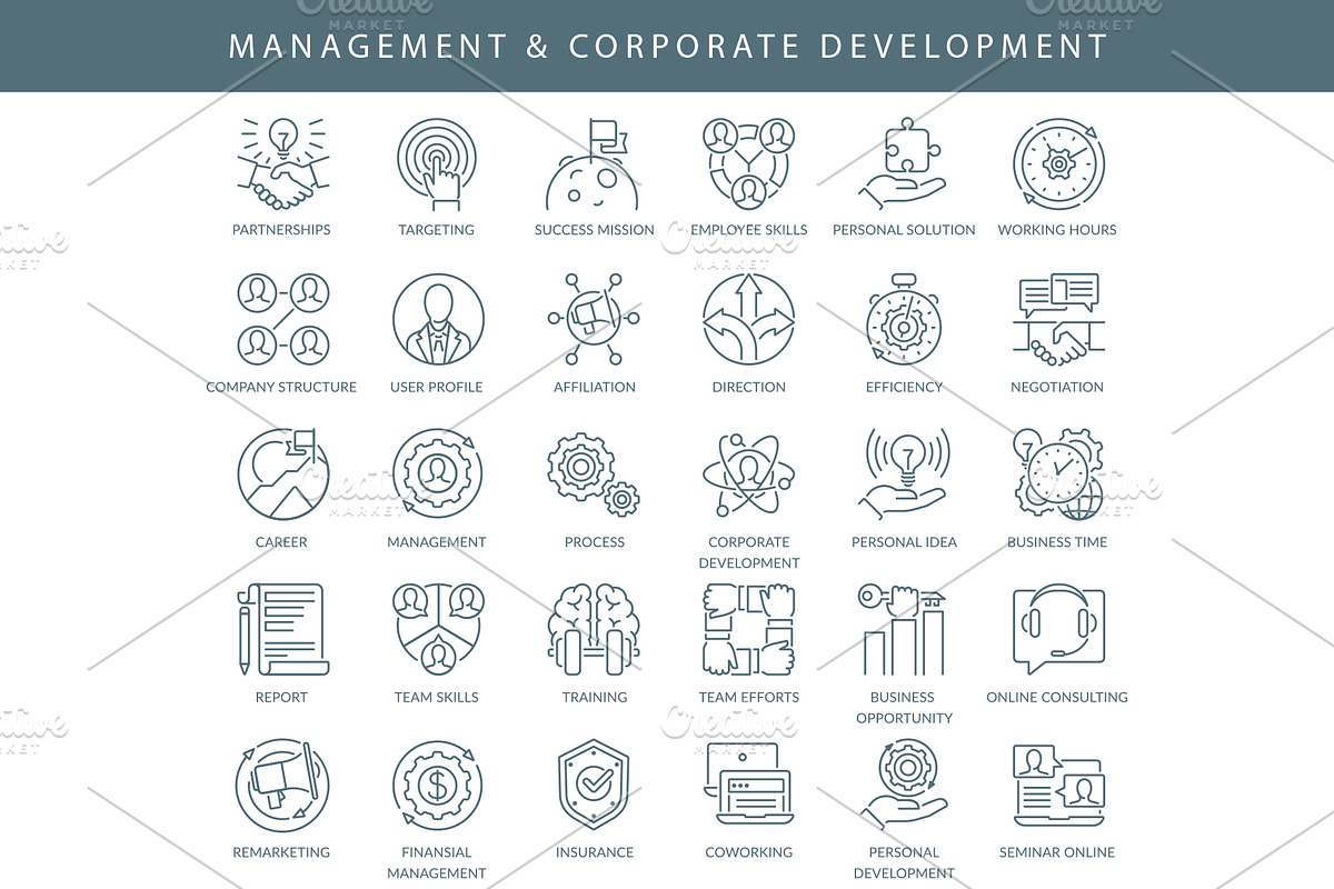Business Outline Icons, an Outline Icon by Kalash