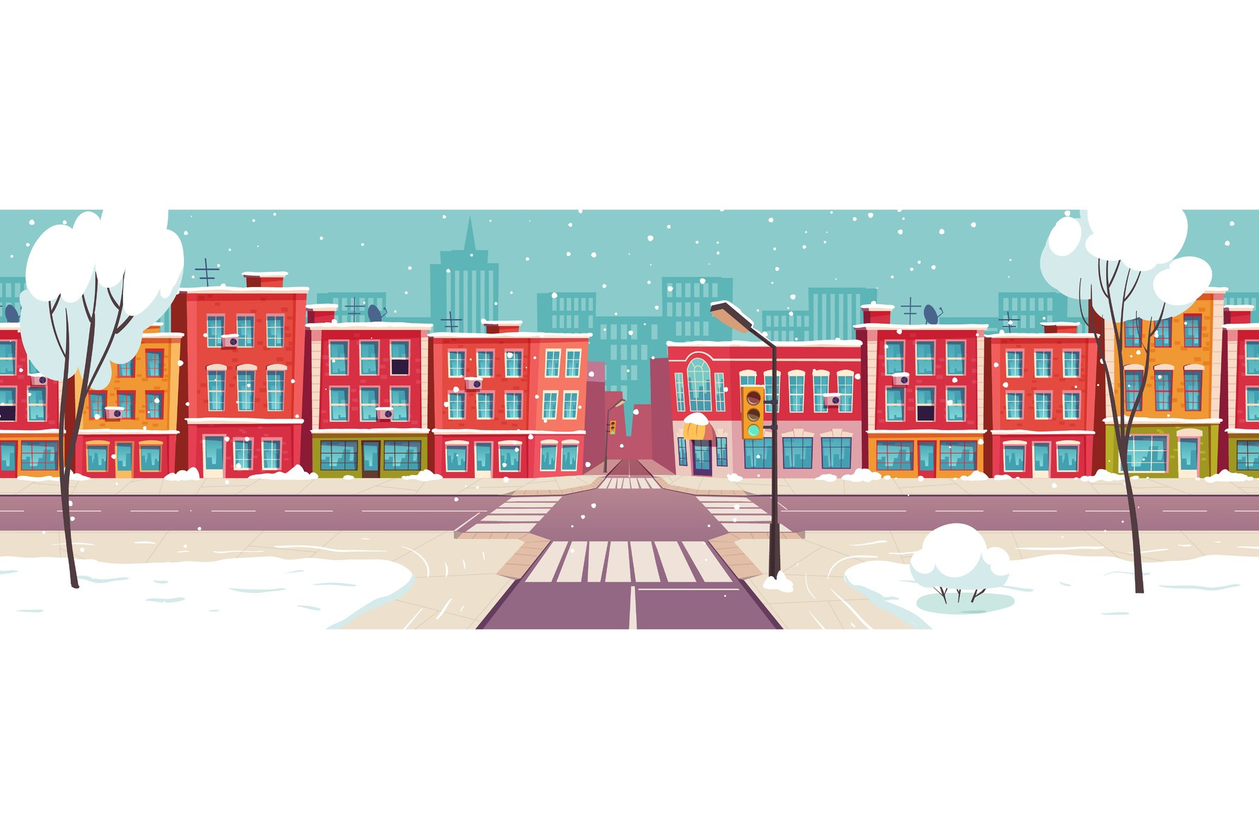 Winter city street, snowy urban, a Decorative Illustration by art PVP ...