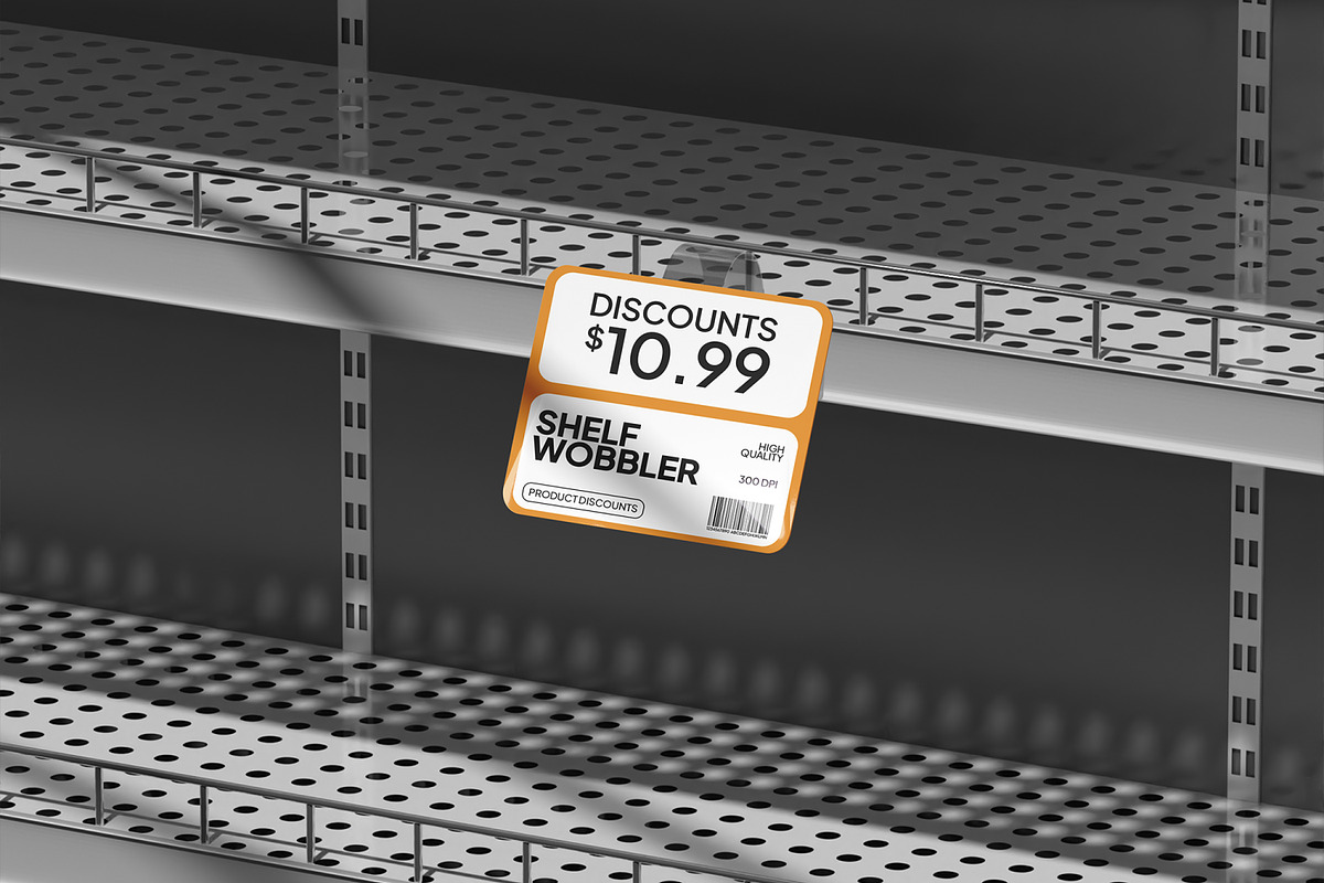 Shelf Wobbler Mockup, an Advertising Mockup by Unerispace