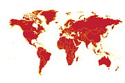 World map with borders red, a Graphic by TeaGraphicDesign