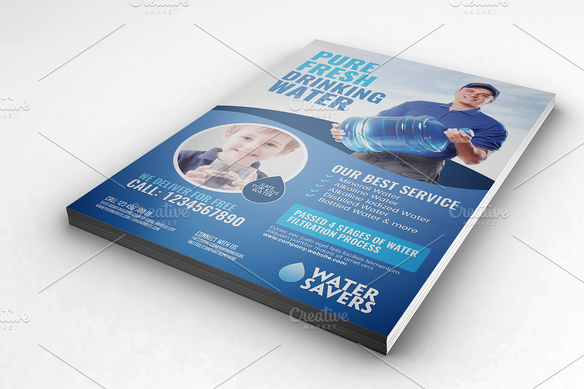 Drinking Water Services Flyer, a Flyer Template by PSDPixel