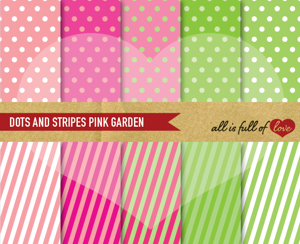 Spring Backgrounds Dots stripes, a Pattern Graphic by All is full of Love