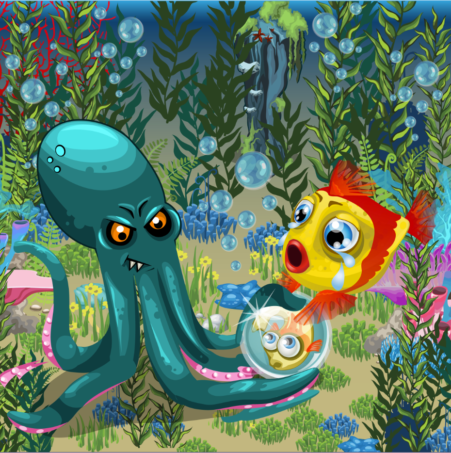 Cartoon character octopuse, an Animal Illustration by KukaToonDesignStudio