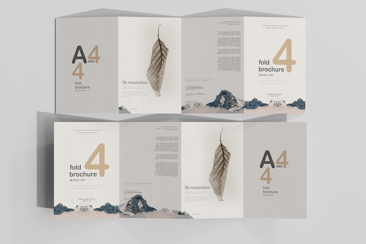 A4 Size Four Fold Brochure Mockup, a Print Template by pmvch