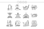 Food processing flat line icons, an Outline Icon by YershovOleksandr